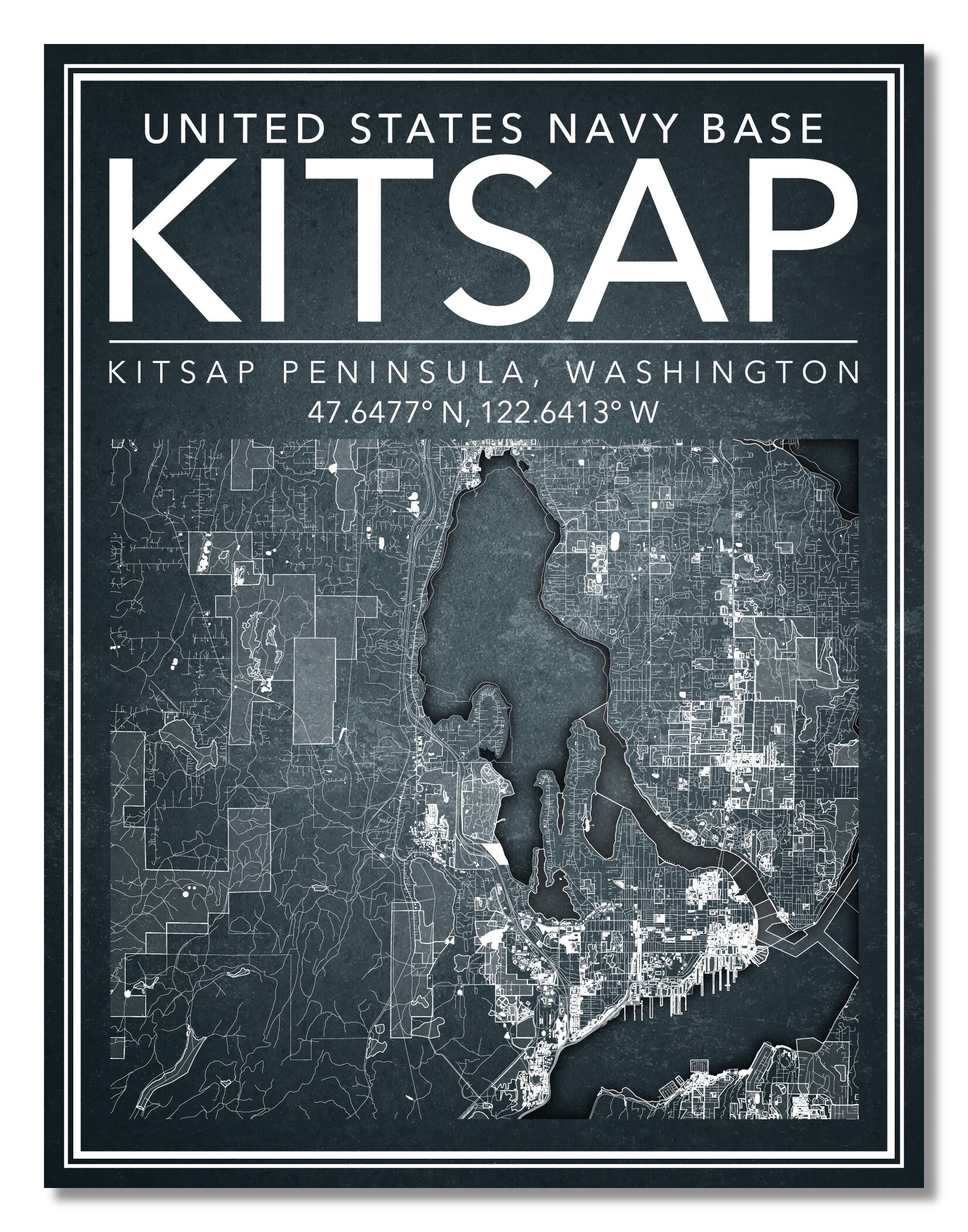 Wall Art Map Print of United States Navy Base Fort Kitsap - Etsy