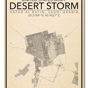 Wall Art Map Print of United States Army Desert Storm-hafar Al Batin ...