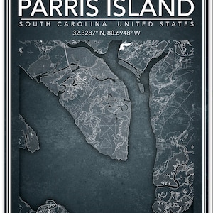 Wall Art Map Marine Corps Recruit Depot Parris Island- South Carolina ...