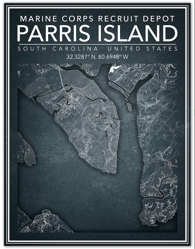 Wall Art Map Marine Corps Recruit Depot Parris Island- South Carolina ...