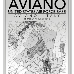 Wall Art Map of Aviano Air Base - Aviano, Pordenone, Friuli-venezia ...