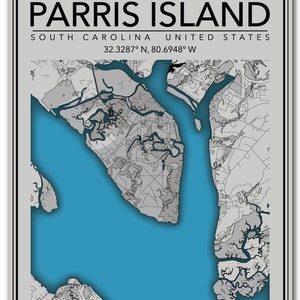 Wall Art Map Marine Corps Recruit Depot Parris Island- South Carolina ...