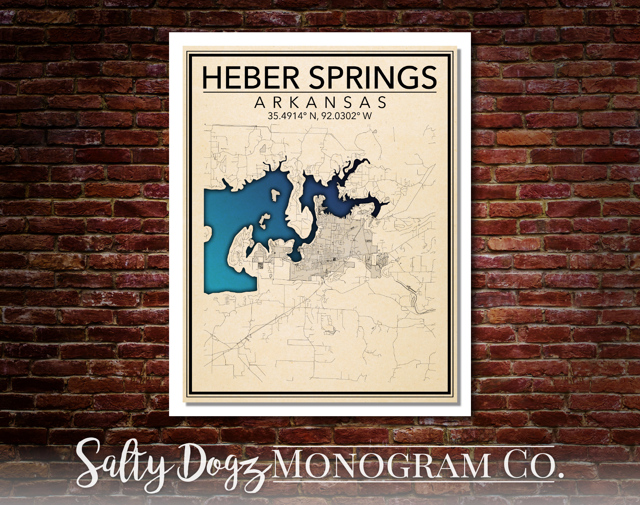 Wall Art Map Print of Heber Springs, Arkansas!! - Etsy