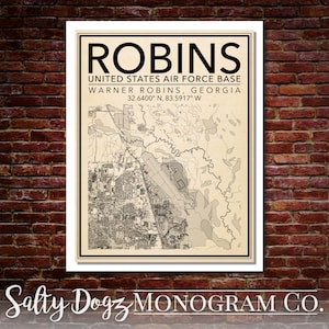 Wall Art Map Print of United States Air Force Base Robins! - Etsy