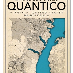 Wall Art Map United States Marine Corps Base Quantico, Virginia! - Etsy