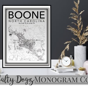 Wall Art Map Print Boone, North Carolina! - Etsy