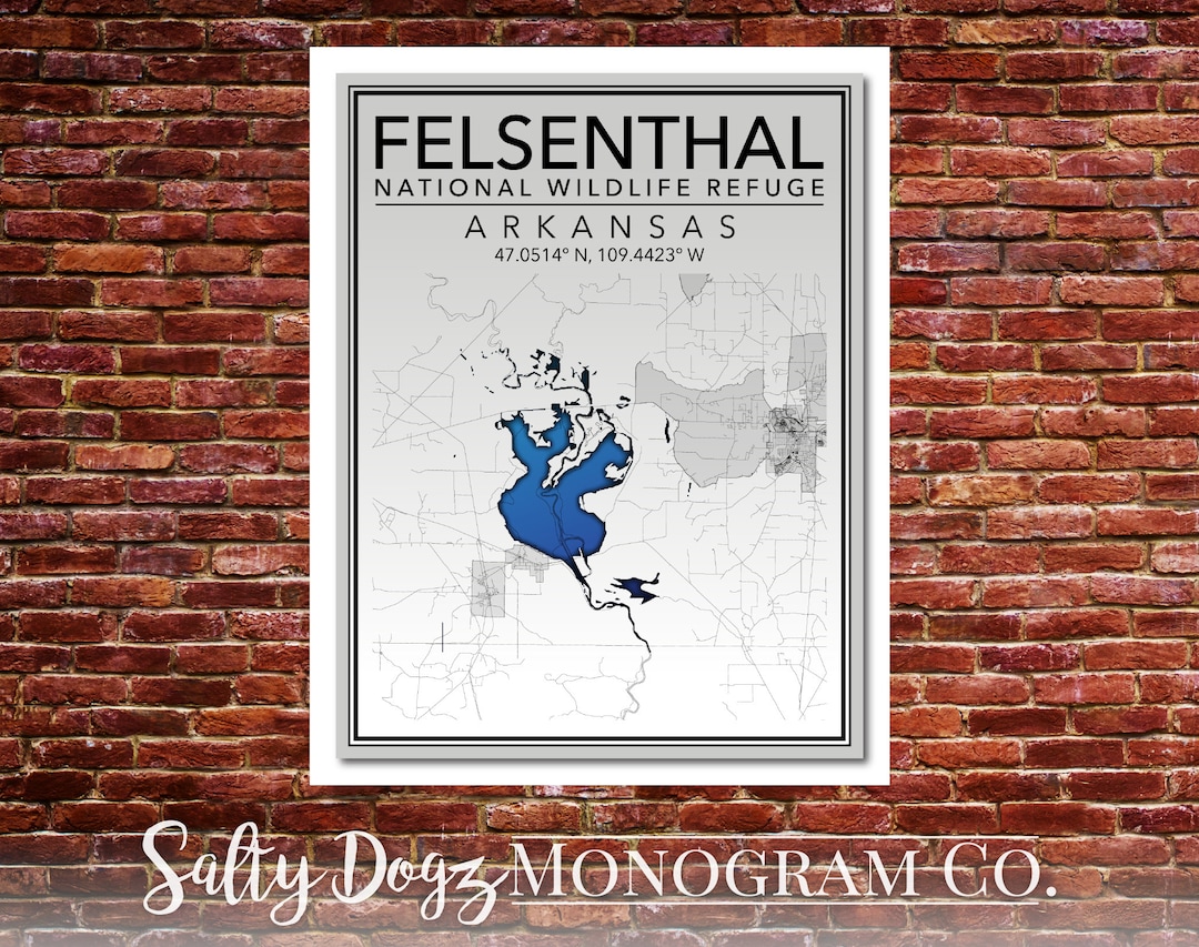 Wall Art Map Print of Felsenthal National Wildlife Refuge, Arkansas ...
