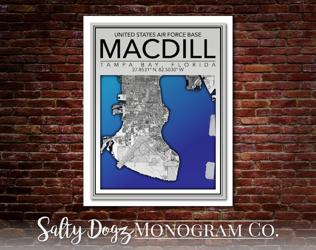 Wall Art Map Print of Air Force Base Macdill, Florida! - Etsy