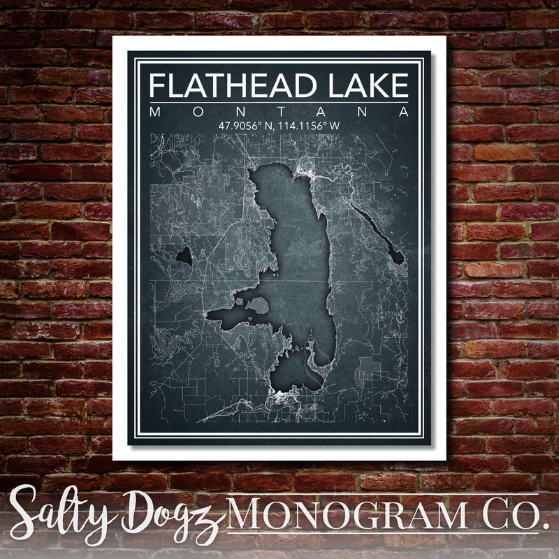 Flathead Lake Map - Etsy