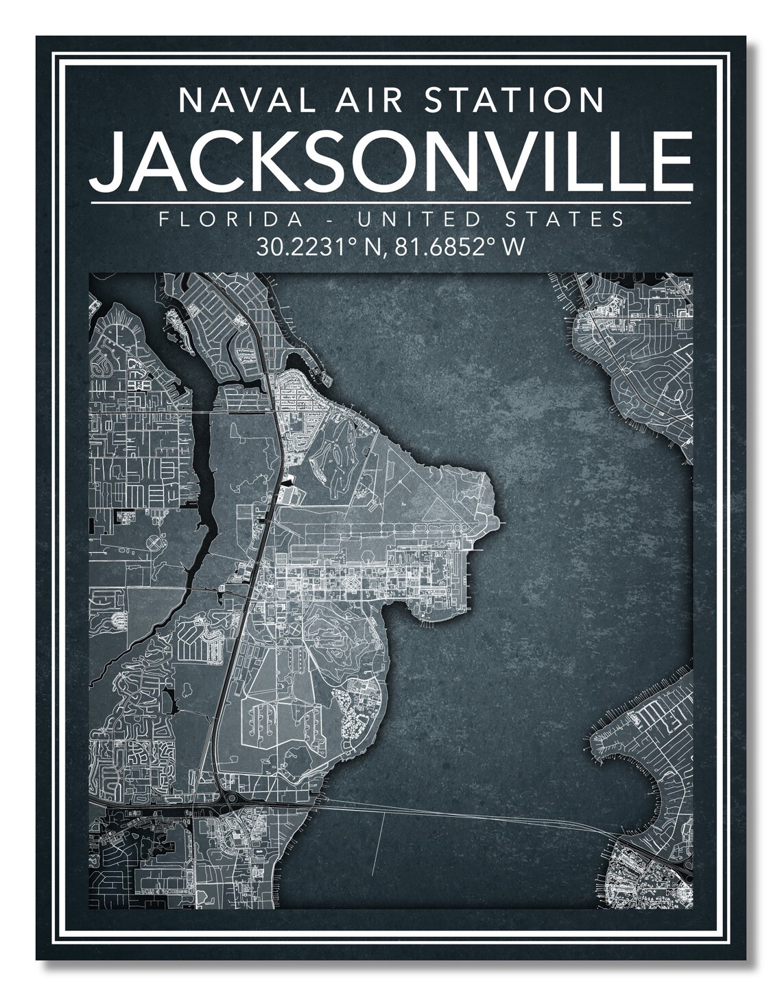 Wall Art Map Print of Naval Air Station Jacksonville Florida - Etsy