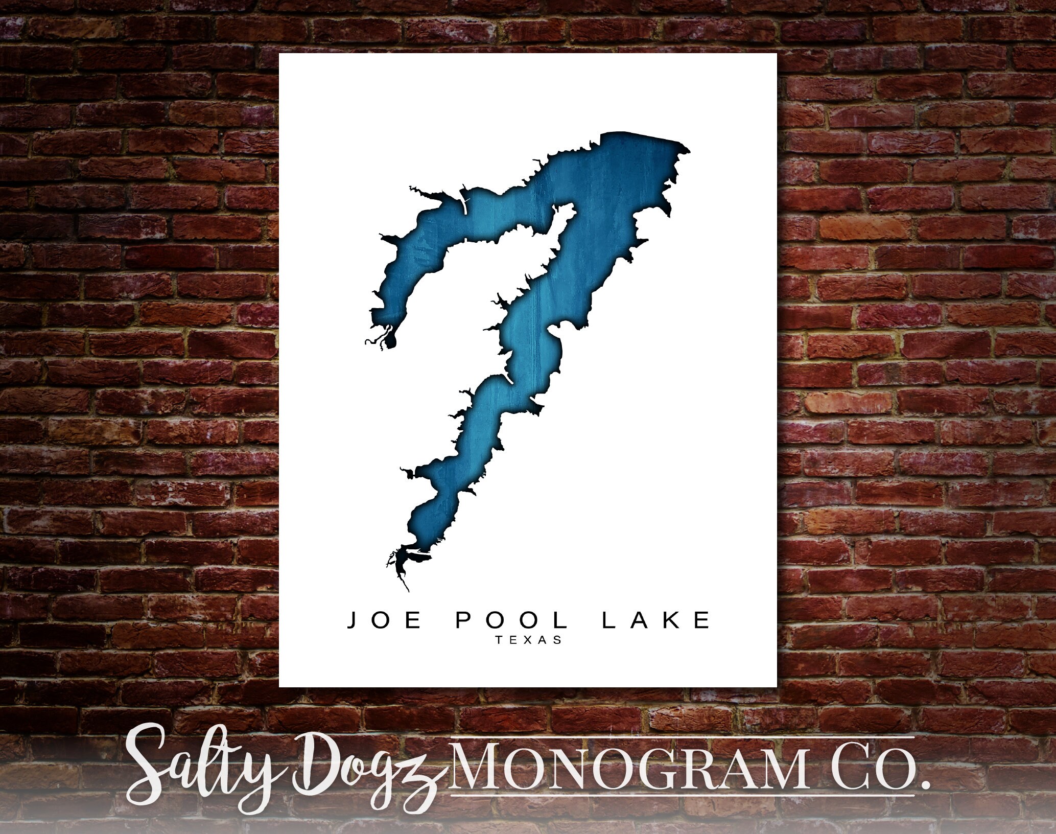 Wall Art Map Print of Joe Pool Lake Grand Prairie Dallas - Etsy