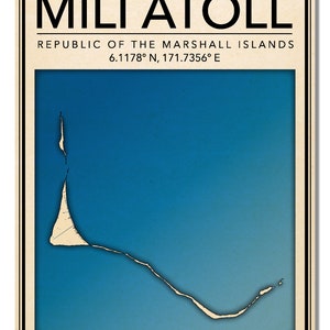Wall Art Map Print of Mili Atoll, Republic of the Marshall Islands!! - Etsy