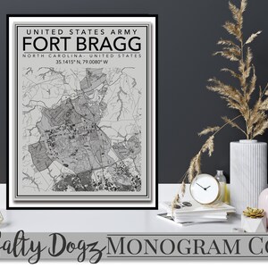 Wall Art Map United States Army Fort Bragg Fayetteville, North Carolina ...