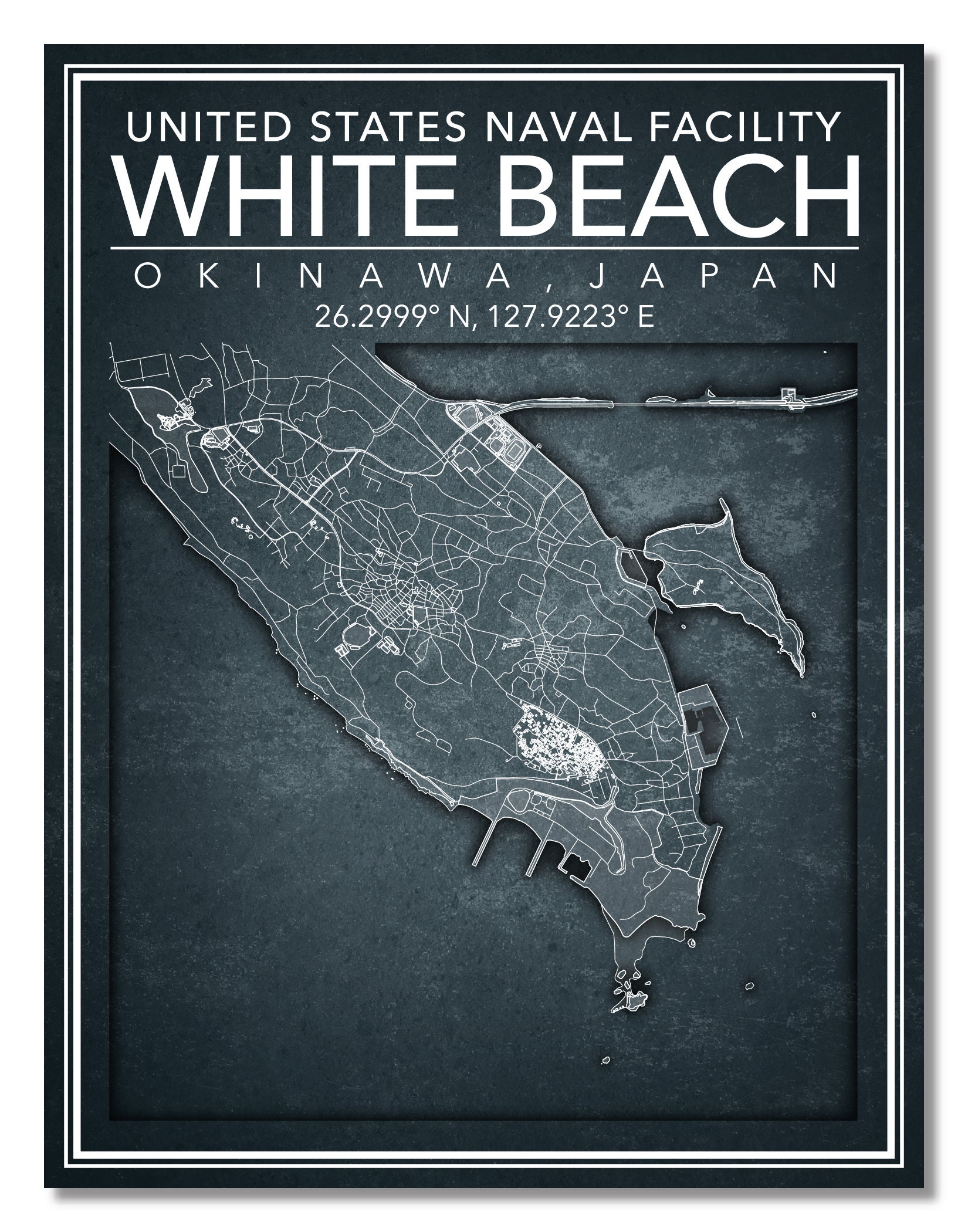 Wall Art Map Print of United States Naval Facility White | Etsy