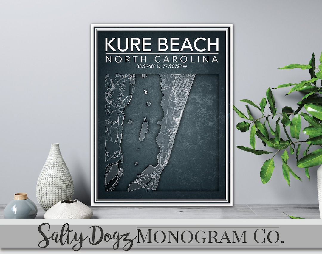 Wall Art Map Print Kure Beach, NC!!! - Etsy
