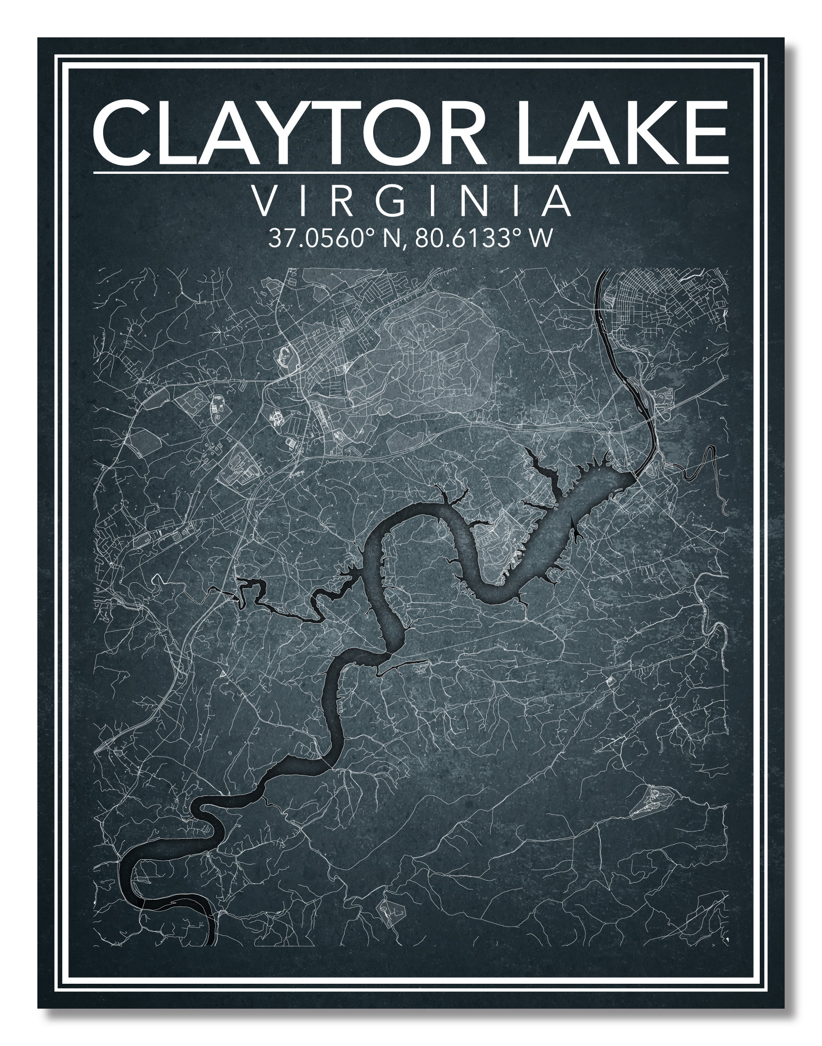 Wall Art Map Print of Claytor Lake Virginia | Etsy