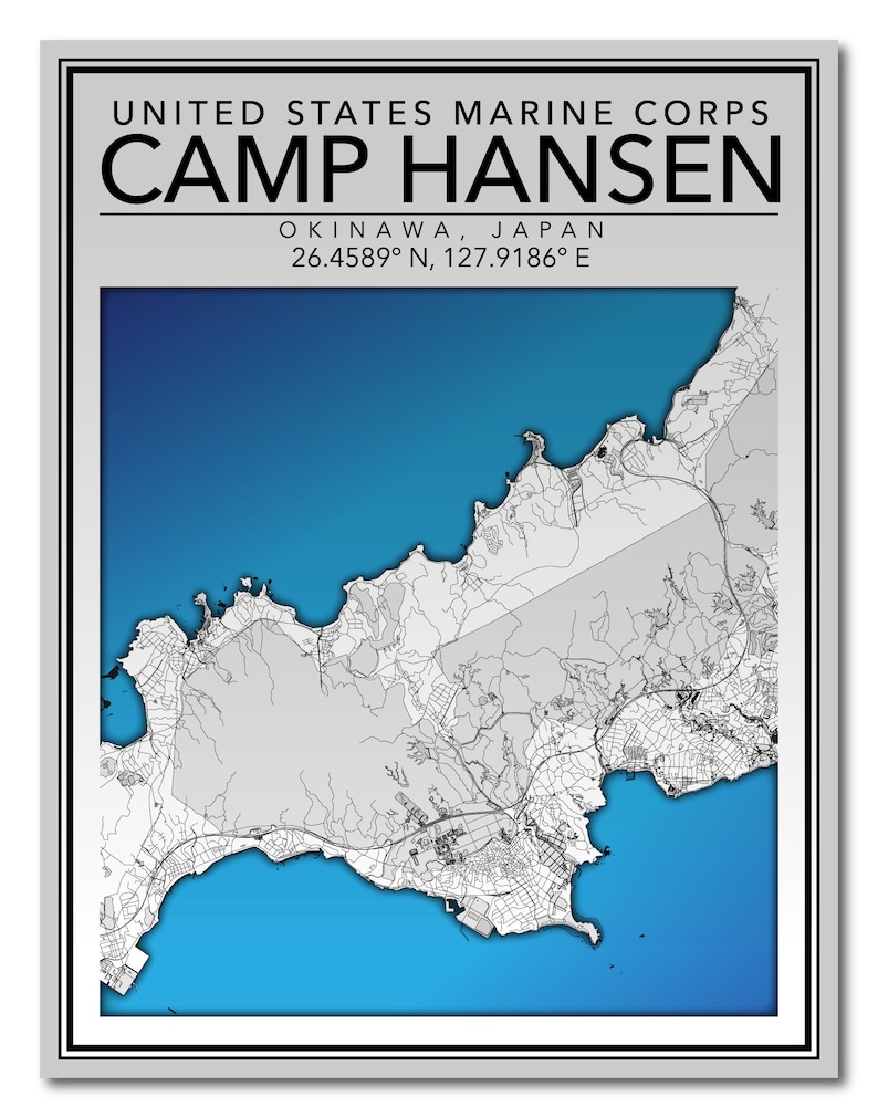 Wall Art Map Print of Camp Hansen Okinawa Japan - Etsy