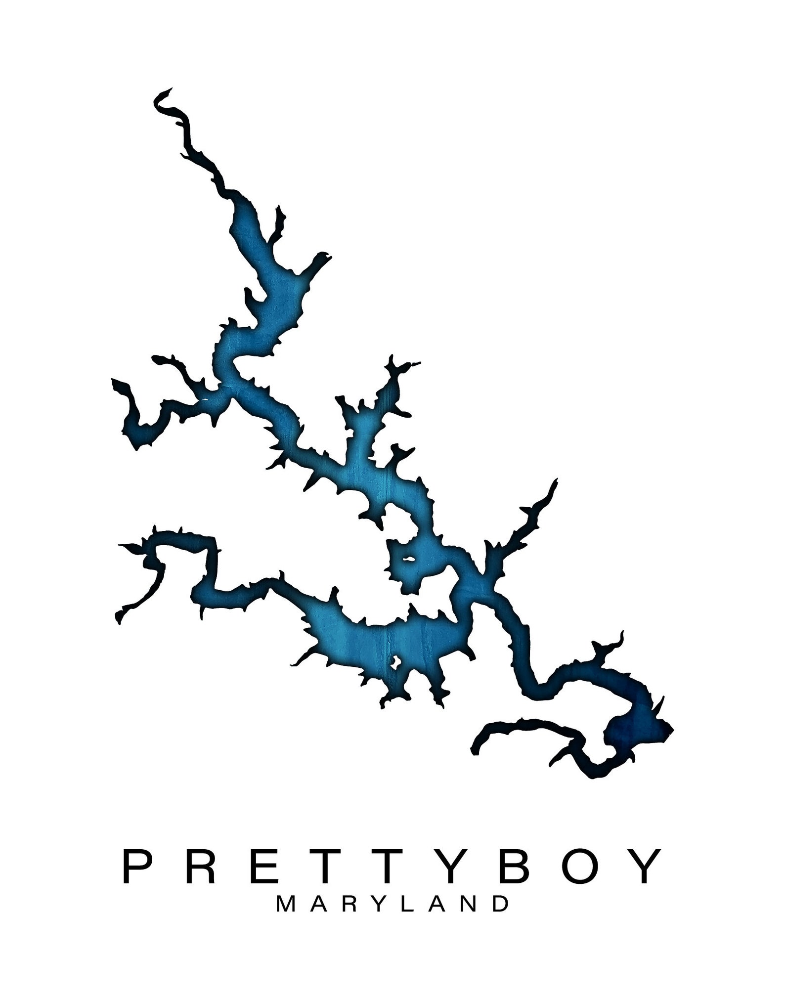 Wall Art Map Print of Prettyboy Reservoir Maryland - Etsy