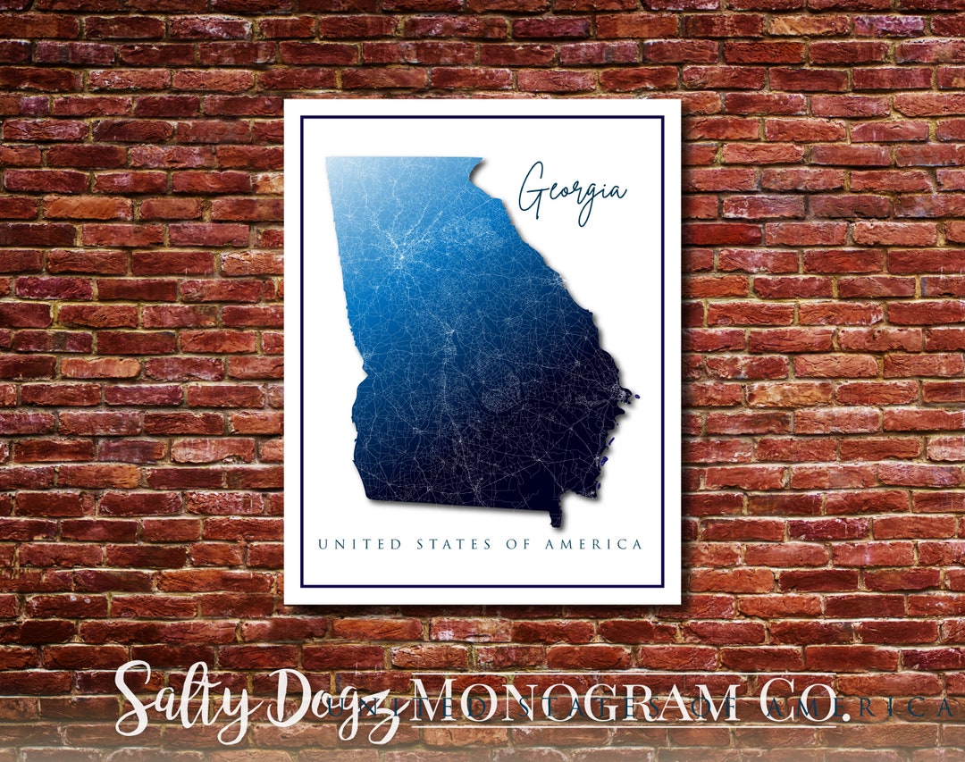 Wall Art Map of Georgia, United States of America! - Etsy