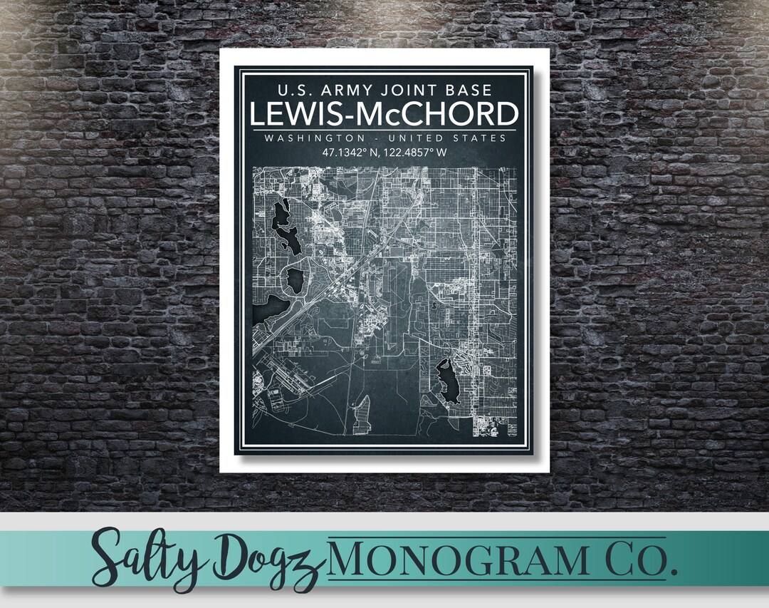 Wall Art Map US Army Joint Base Lewis–mcchord- Washington! - Etsy