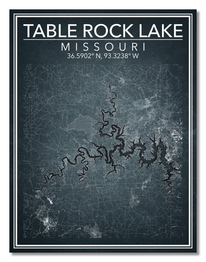 Wall Art Map Print of Table Rock Lake Arkansas | Etsy