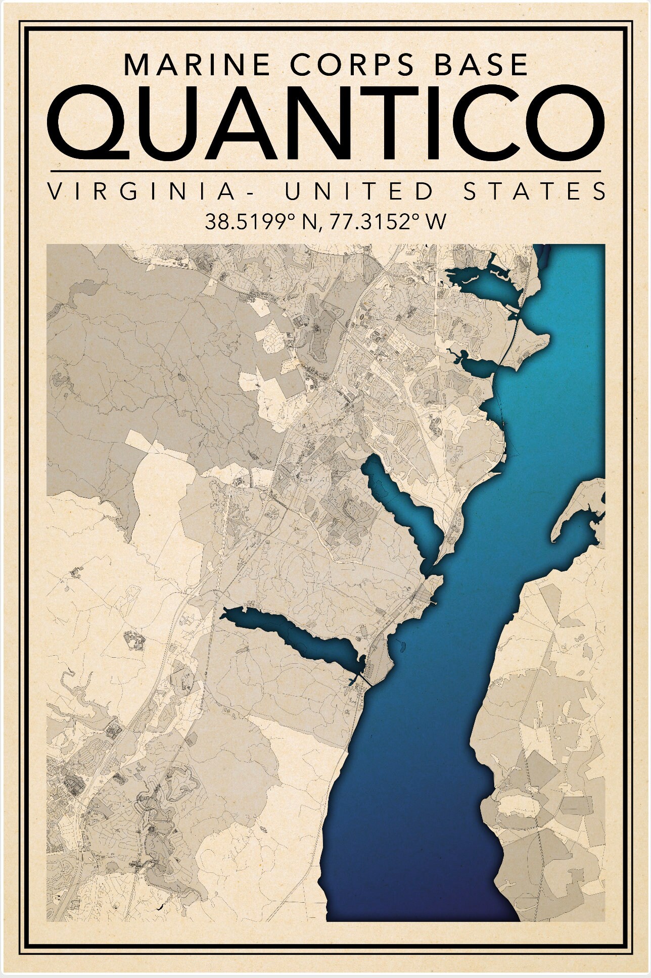 DIGITAL DOWNLOAD 24x36in Print of US Marine Corp Base Quantico ...