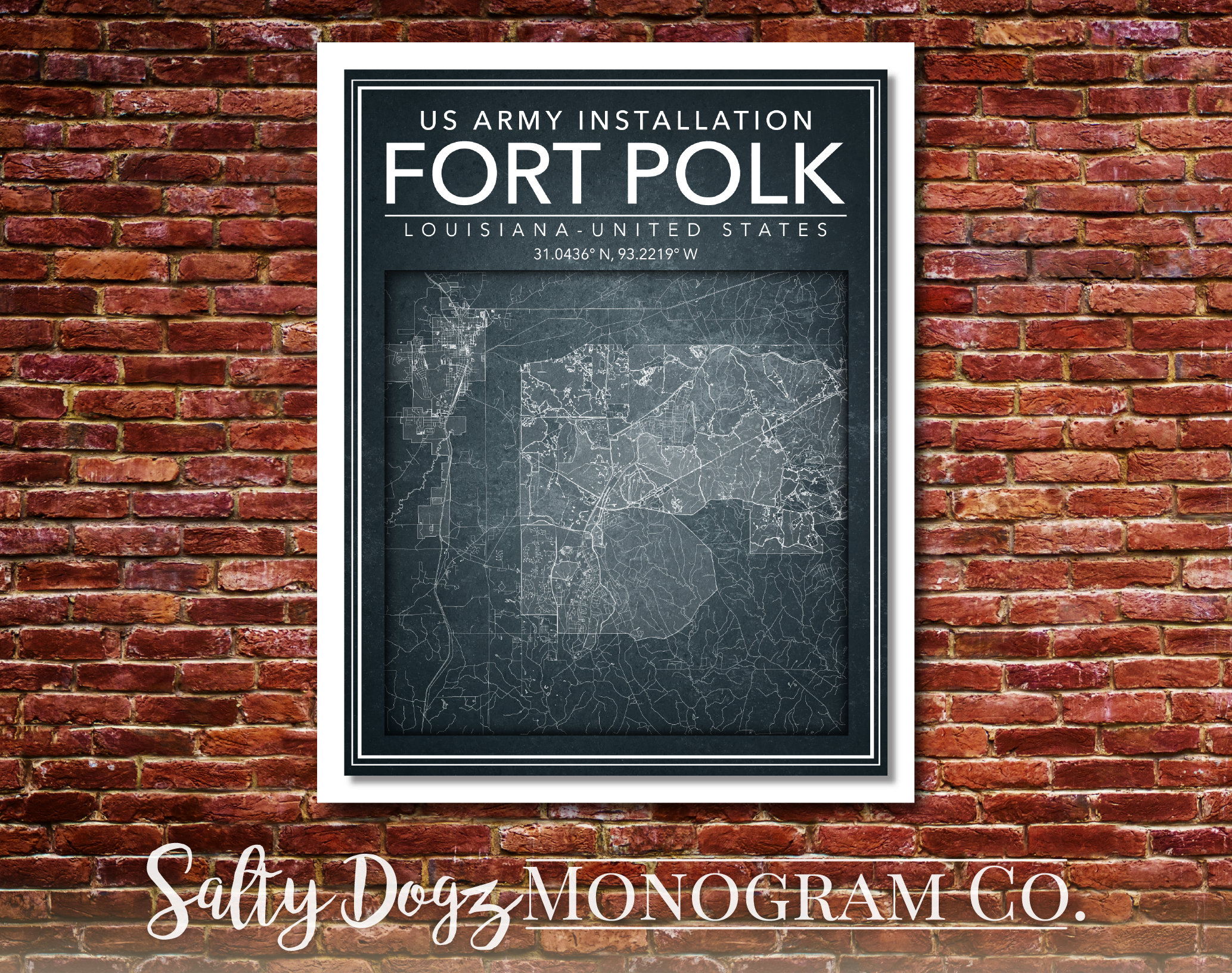 Wall Art Map of Fort Polk, Louisiana!!! - Etsy