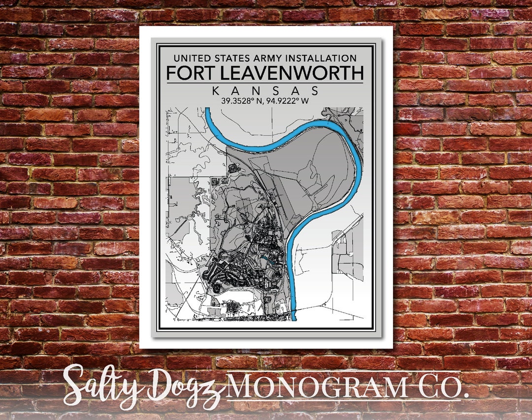 Wall Art Map Print of United States Army- Fort Leavenworth, Kansas! - Etsy