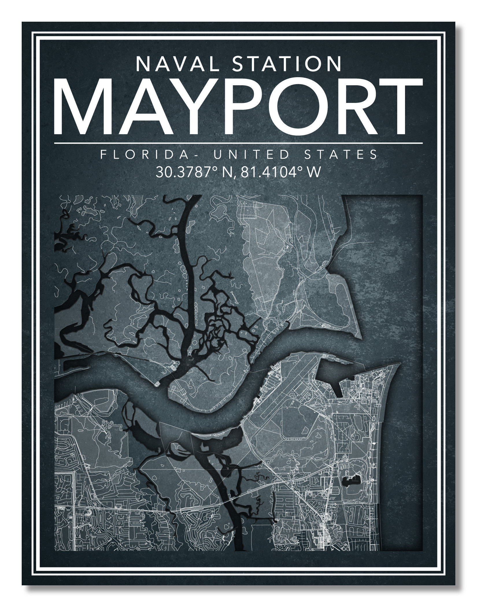 Wall Art Map Print of Naval Station Mayport Florida - Etsy