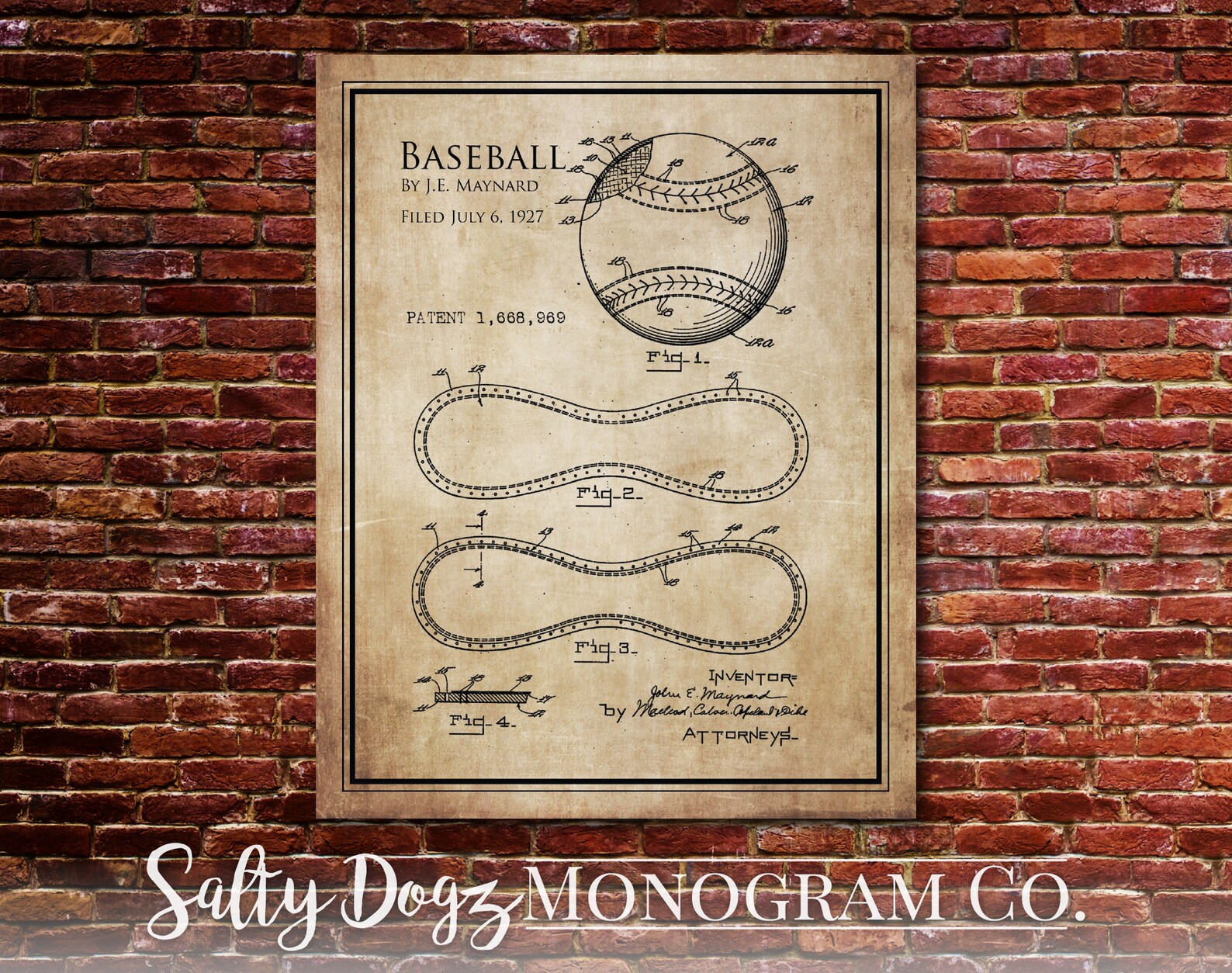 Vintage Baseball Patent Print Coach Gift Decor - Etsy