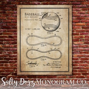Vintage Baseball Patent Print Coach Gift Decor - Etsy