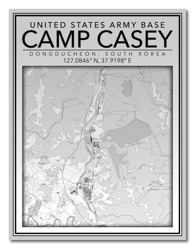 Wall Art Map Print of United States Army Base Camp Casey | Etsy