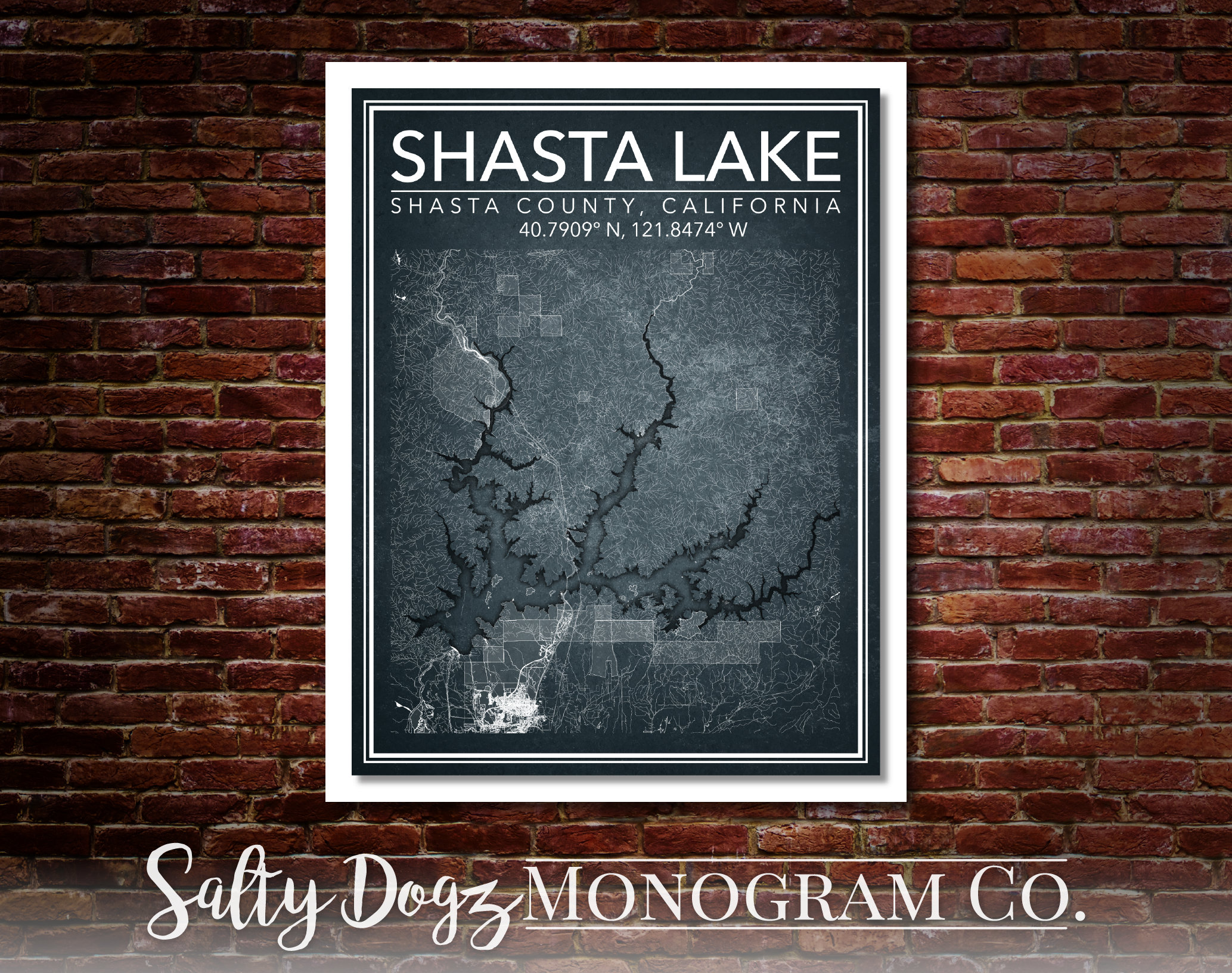 Wall Art Map Print of Shasta Lake Shasta County California - Etsy