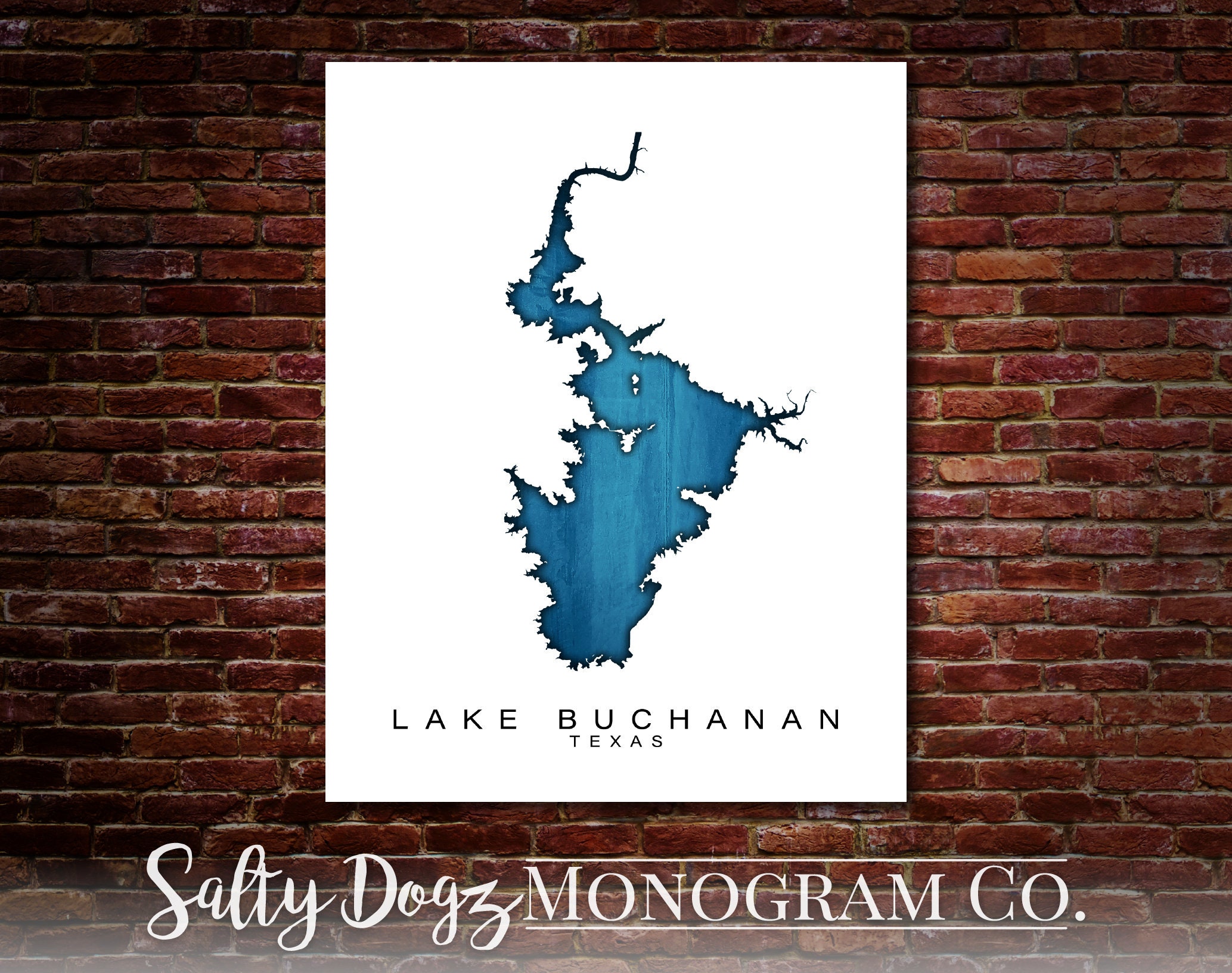 Wall Art Map Print of Lake Buchanan Burnet County Texas | Etsy