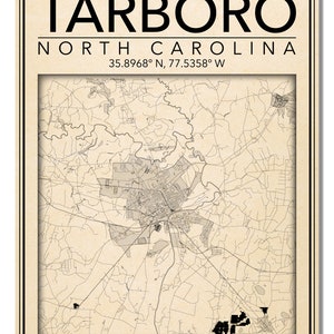 Wall Art Map Print of Tarboro, North Carolina!!! - Etsy