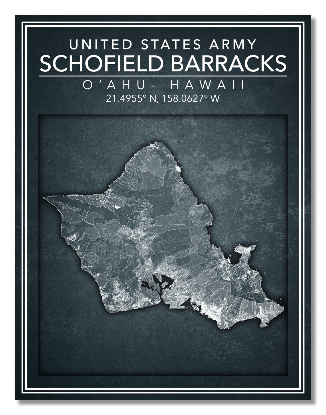 Wall Art Map Schofield Barracks O'ahu Hawaii - Etsy