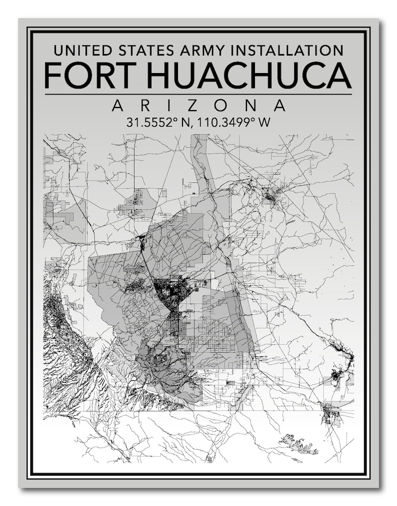 Wall Art Map Print of Army Base Fort Huachuca, Arizona!!! - Etsy