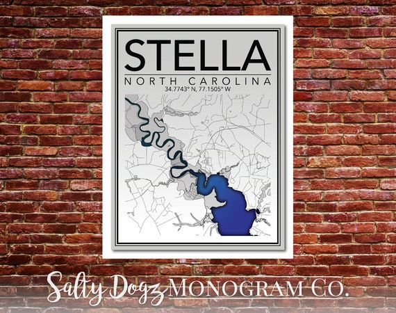 Wall Art Map Print of Stella North Carolina - Etsy