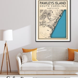 Wall Art Map Print Pawleys Island, South Carolina!! - Etsy