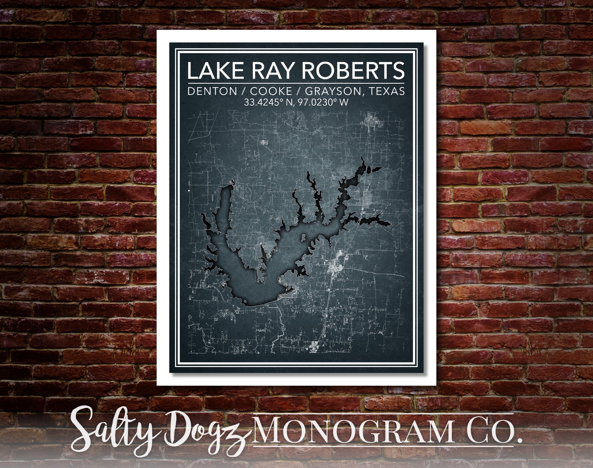 Wall Art Map Print of Lake Ray Roberts, Texas! - Etsy