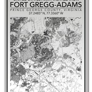 Wall Art Map Print of United States Army Installation Fort Greg-adams ...