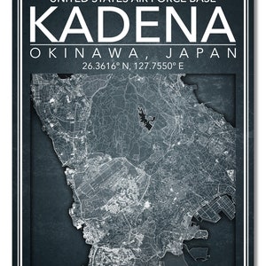 Wall Art Map Print of US Air Force Base Kadena- Okinawa, Japan! - Etsy