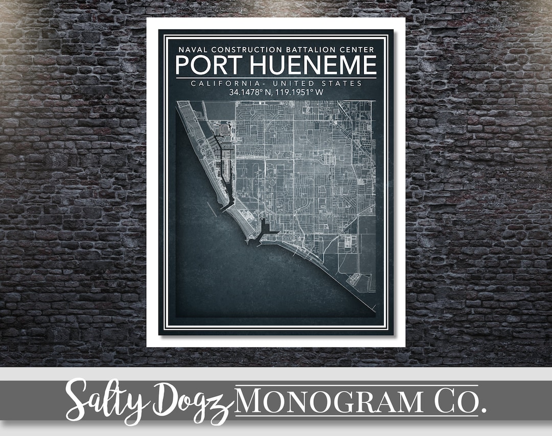 Wall Art Map Print of Naval Construction Battalion Center Port Hueneme ...