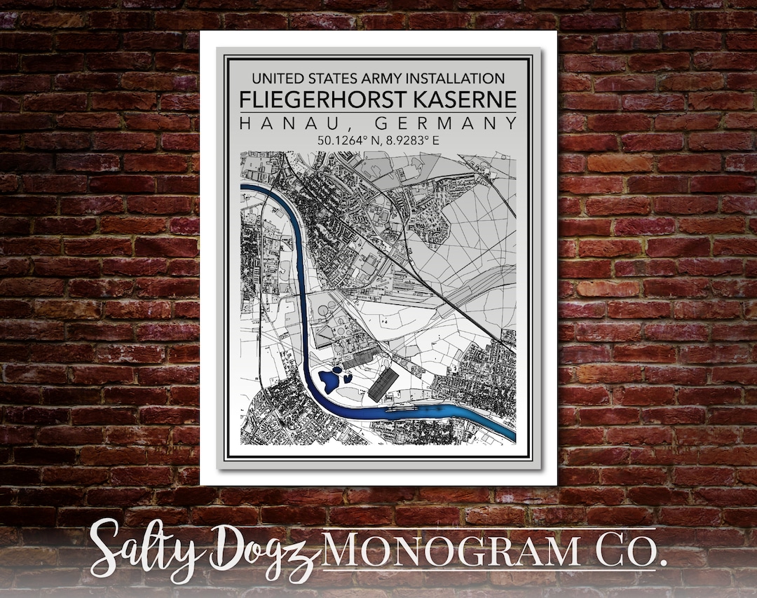 Wall Art Map Print of United States Army Installation FLIEGERHORST ...