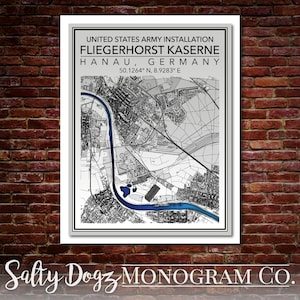 Wall Art Map Print of United States Army Installation FLIEGERHORST ...
