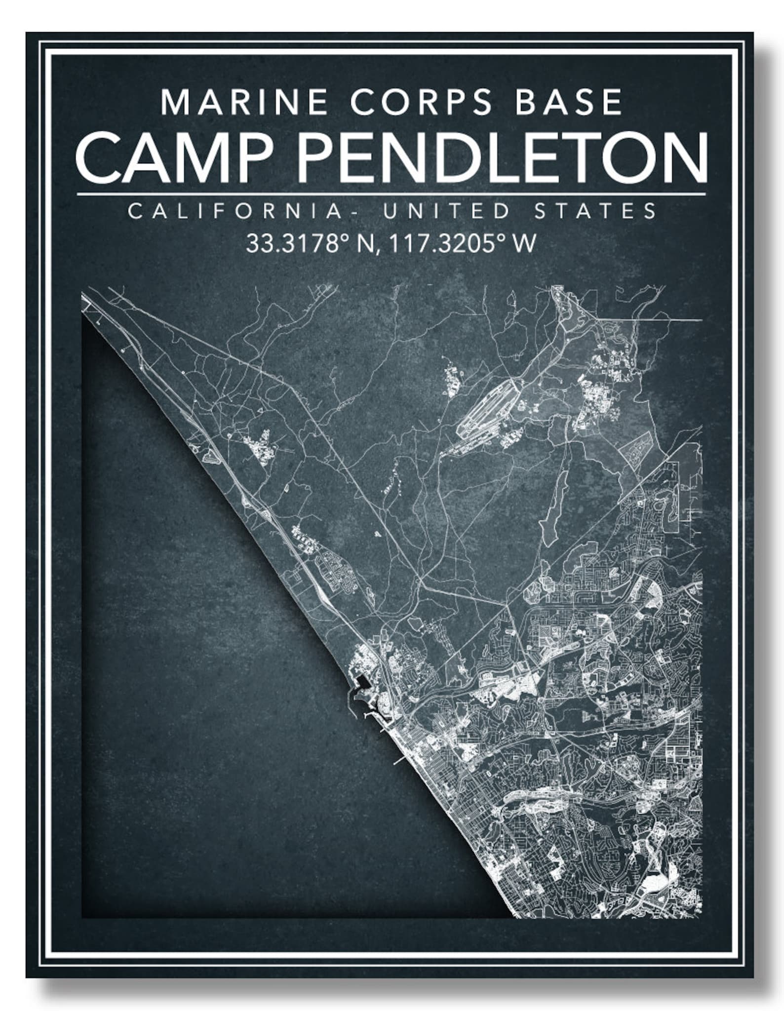 Wall Art Map United States Marine Corps Base Camp Pendleton - Etsy