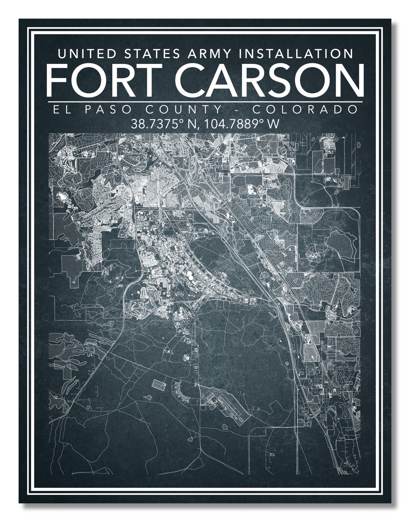 Wall Art Map Print of US Army Installation Fort Carson - Etsy