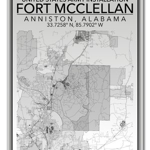 Wall Art Map Print of Fort Mcclellan, Alabama, United States! - Etsy