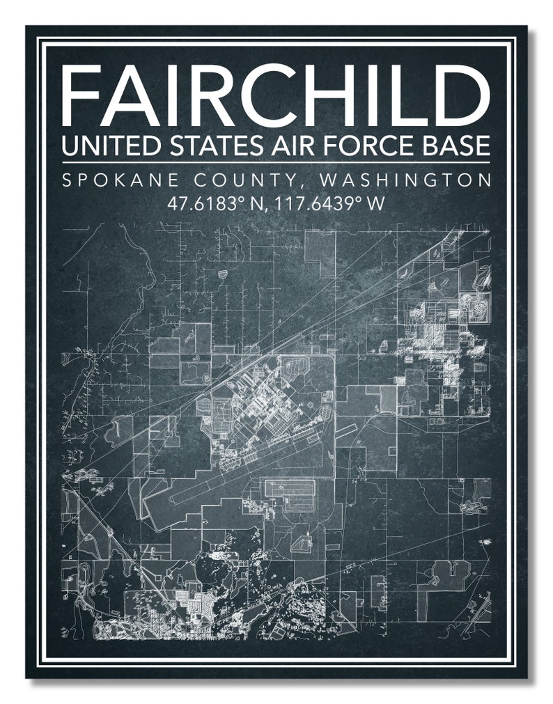 Wall Art Map of Fairchild Air Force Base West Mcfarlane Road | Etsy