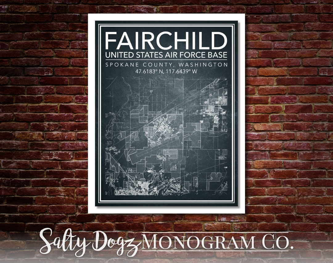 Wall Art Map of Fairchild Air Force Base, West Mcfarlane Road, Spokane ...
